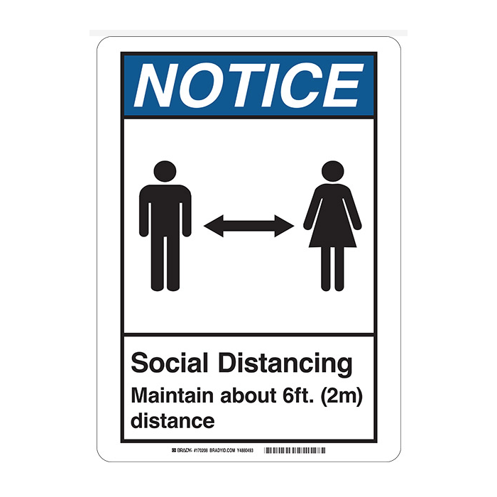 Notice Social Distancing Maintain about 6ft (2m) Distance Sign, Alumin ...