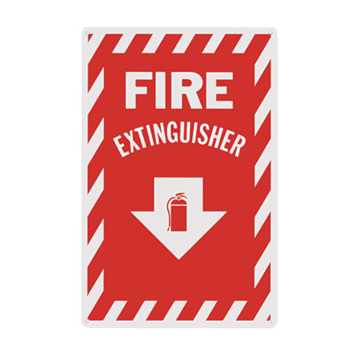 Fire Extinguisher Arrow Sign, Aluminum, 8" x 12", A114 — SignFly.com