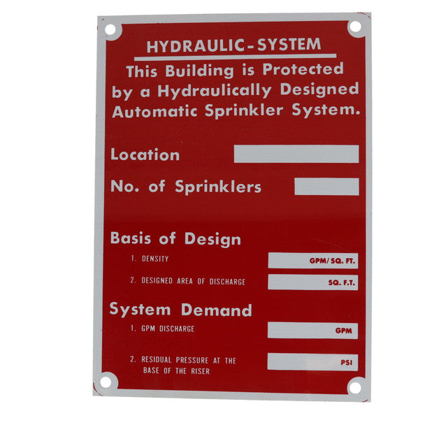 Hydraulic System Calc Sign, Short, Aluminum, 5" x 7" — SignFly.com