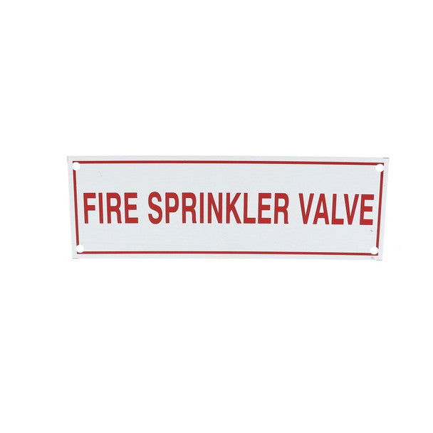 Fire Sprinkler Valve Sign, Aluminum, 6" x 2" — SignFly.com