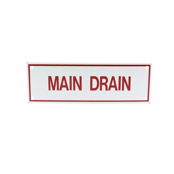Main Drain Sign, Aluminum, 6" x 2" — SignFly.com
