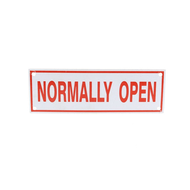 Normally Open Sign, Aluminum, 6" x 2" — SignFly.com