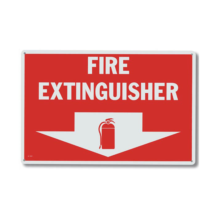Fire Extinguisher Arrow Sign, Aluminum, 12" x 8", A107 — SignFly.com